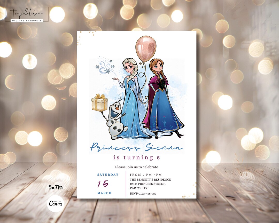 Editable Elsa Invite Digital Frozen Party Invitation Custom Frozen ...