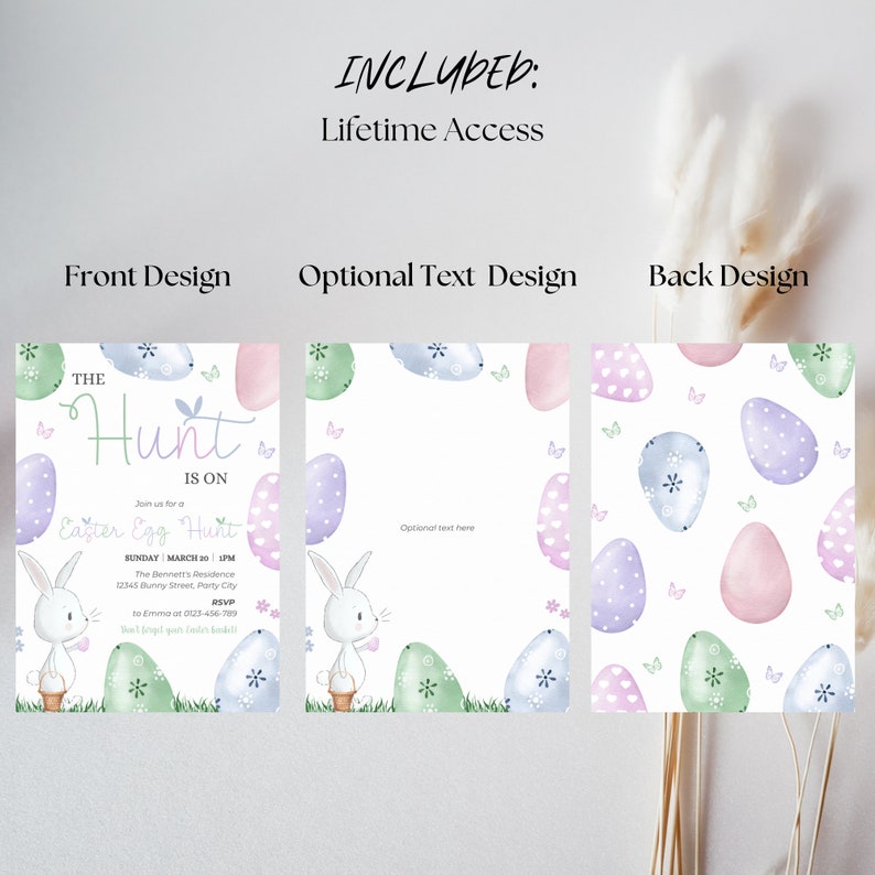 Editable Easter Egg Hunt Invitation, Egg Hunt Easter Card, Bunny Easter ...