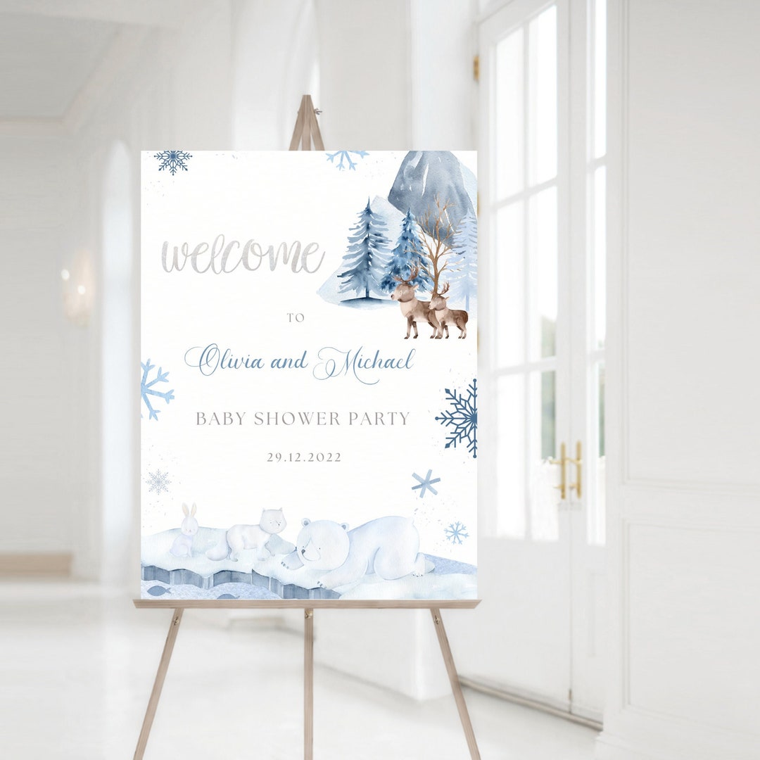 Editable Baby It's Cold Outside Baby Shower Welcome Sign, Gender ...