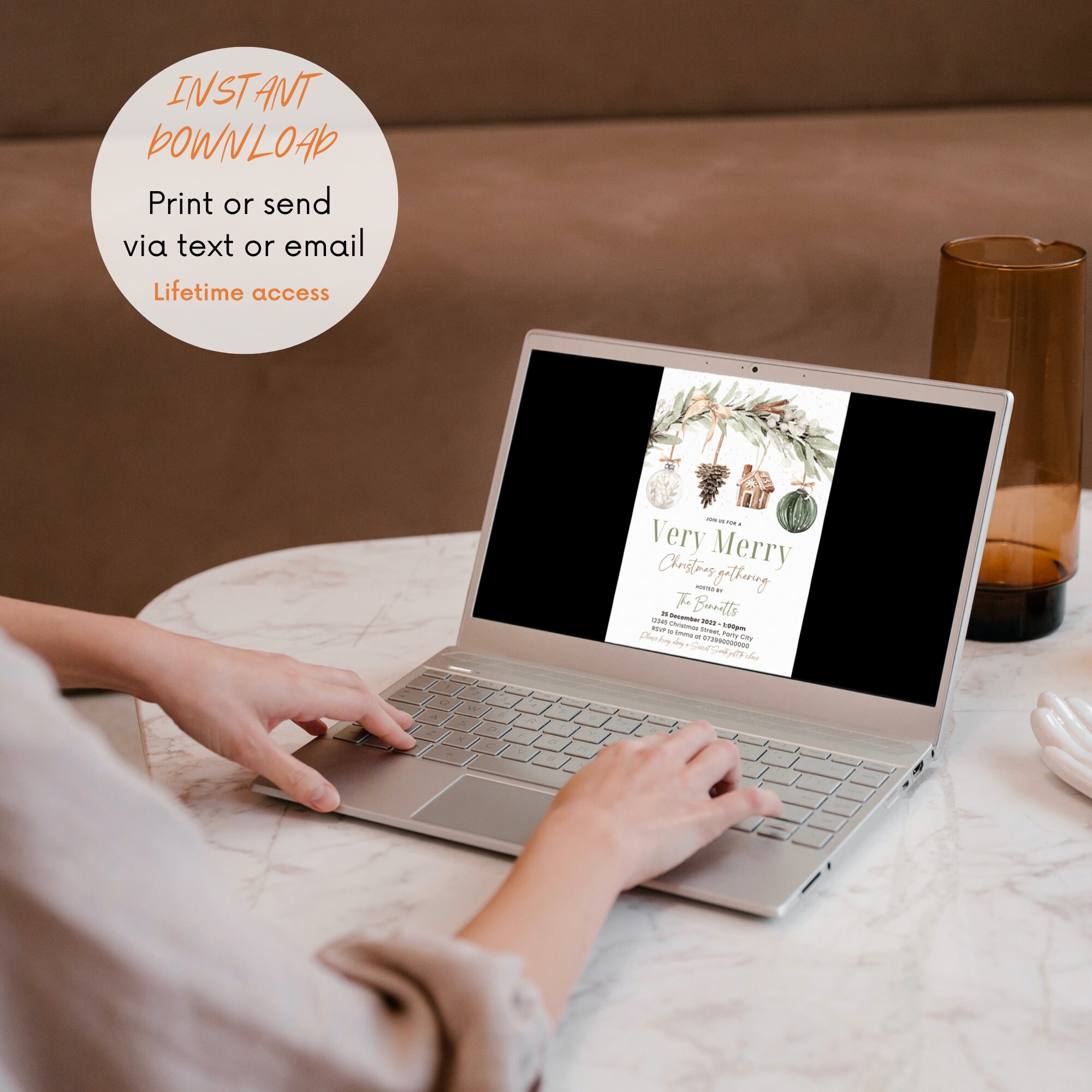 Editable Christmas Party Invitation Boho Christmas Invite - Etsy