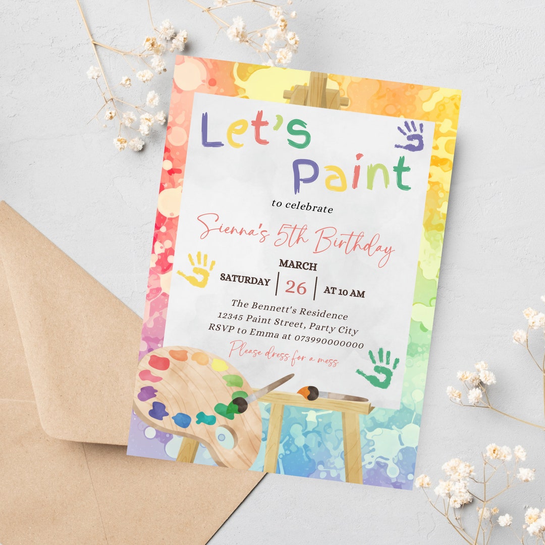 Editable ART PARTY INVITATION, Colorful Art and Craft Party Invitation ...
