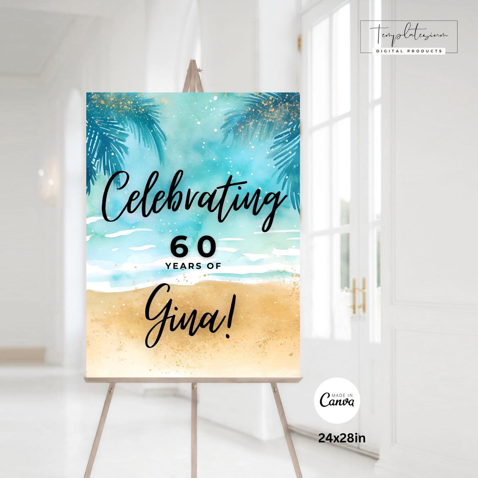 Editable Beach Party Welcome Sign, Anniversary Beach Welcome Sign ...