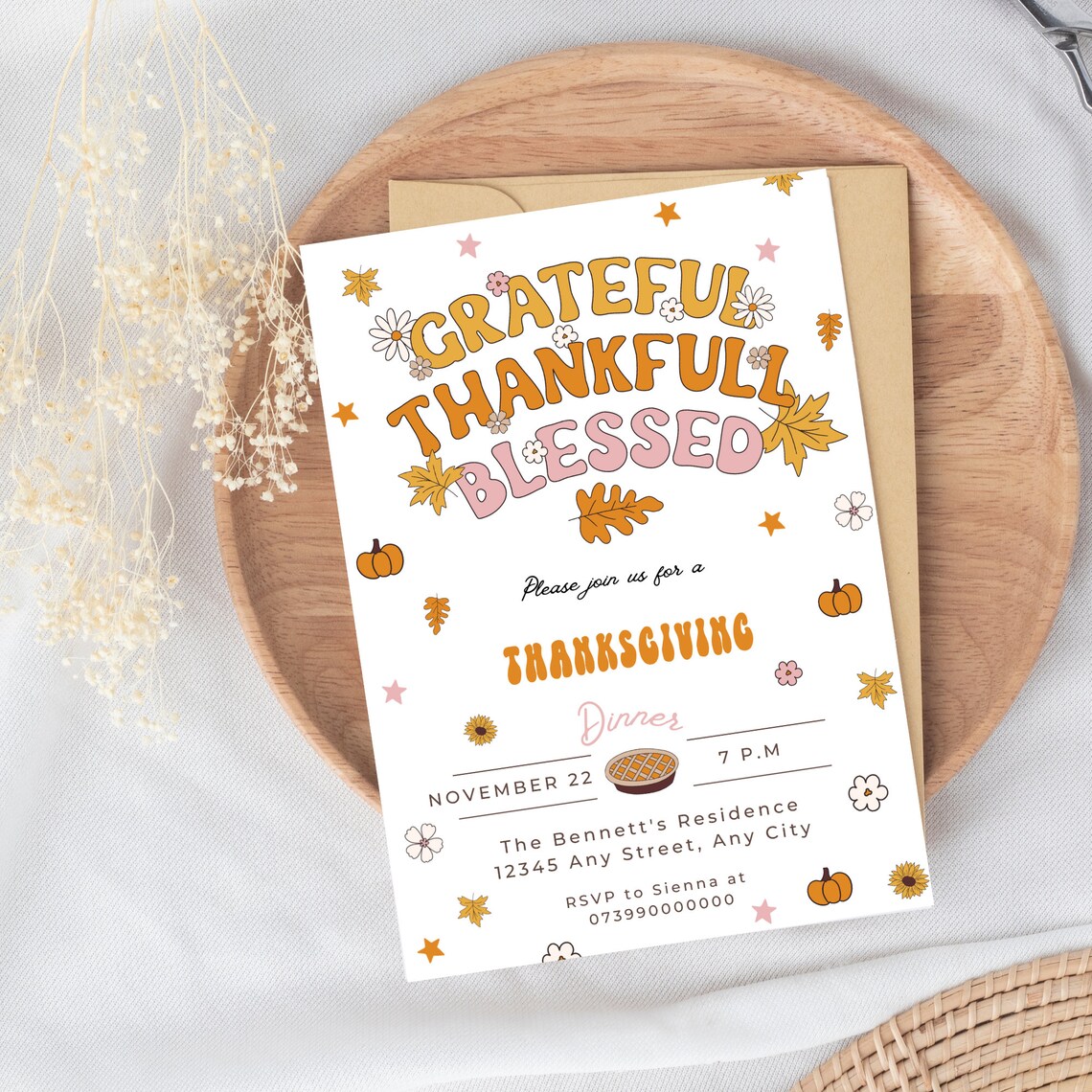 Editable Thanksgiving Invitation Thanksgiving Dinner Invite - Etsy