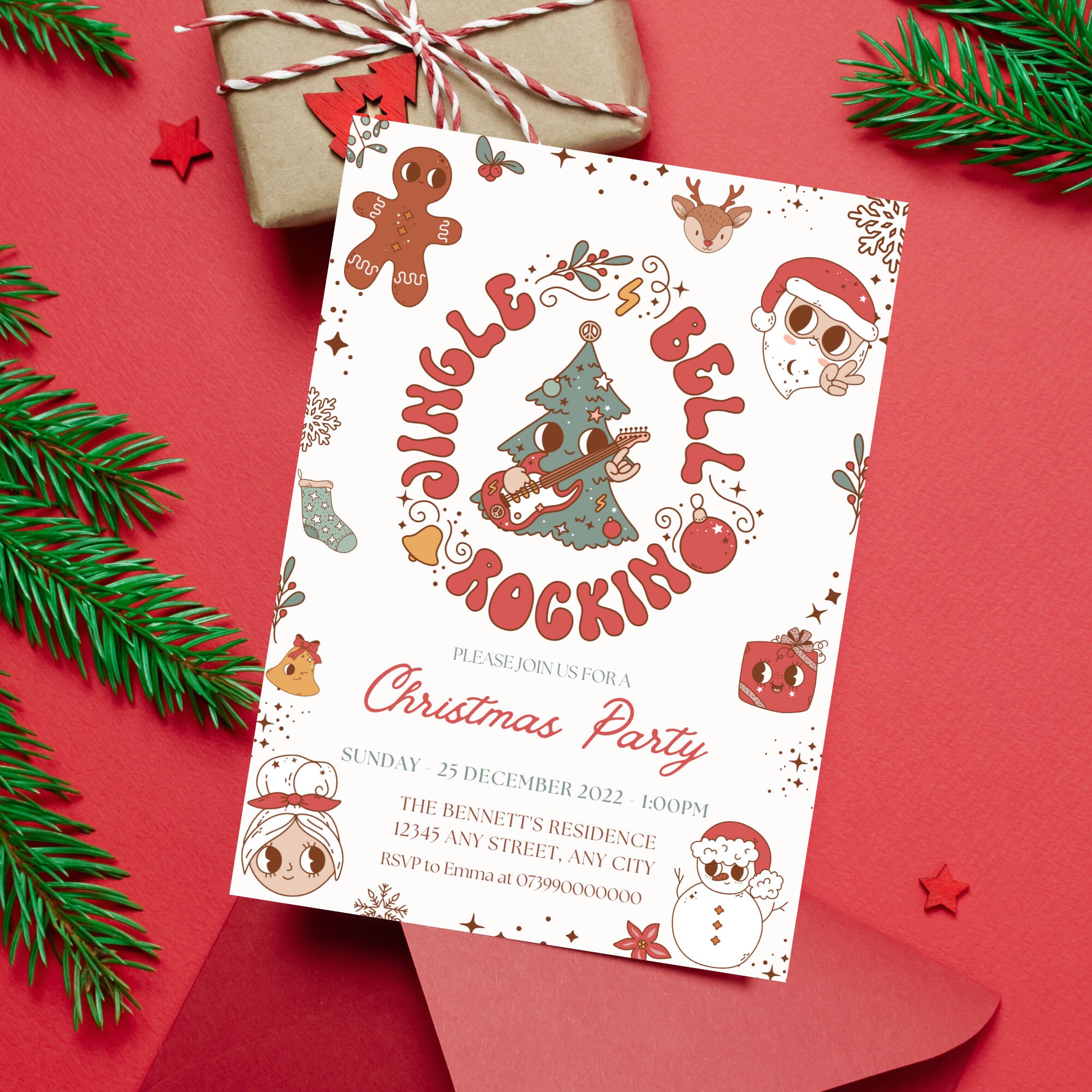 Editable Jingle Bell Rock Christmas Party Invitation Jingle and Mingle ...