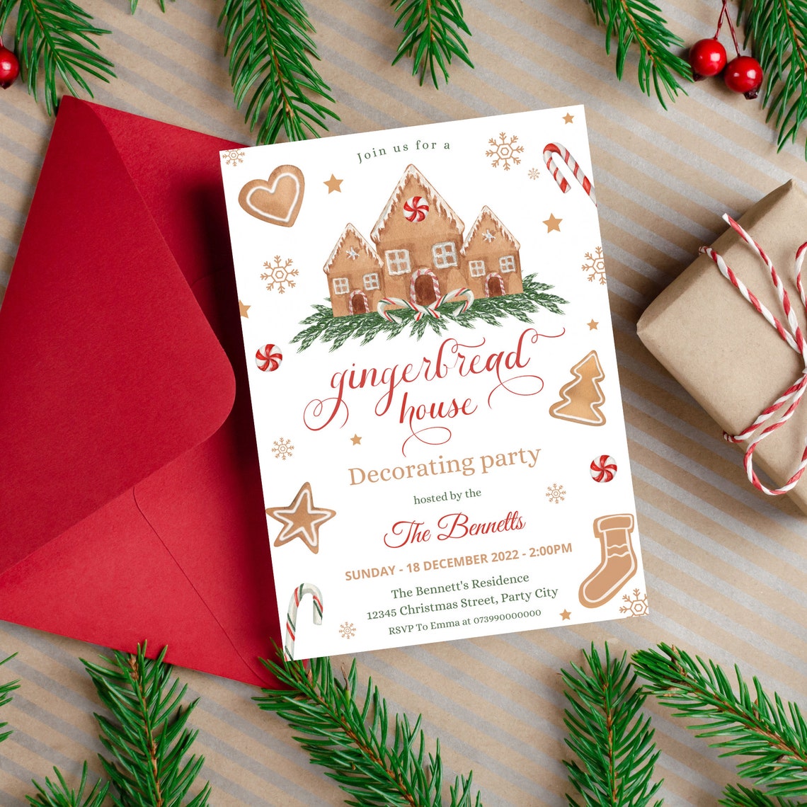 Editable Gingerbread House Decorating Party Invitation - Etsy