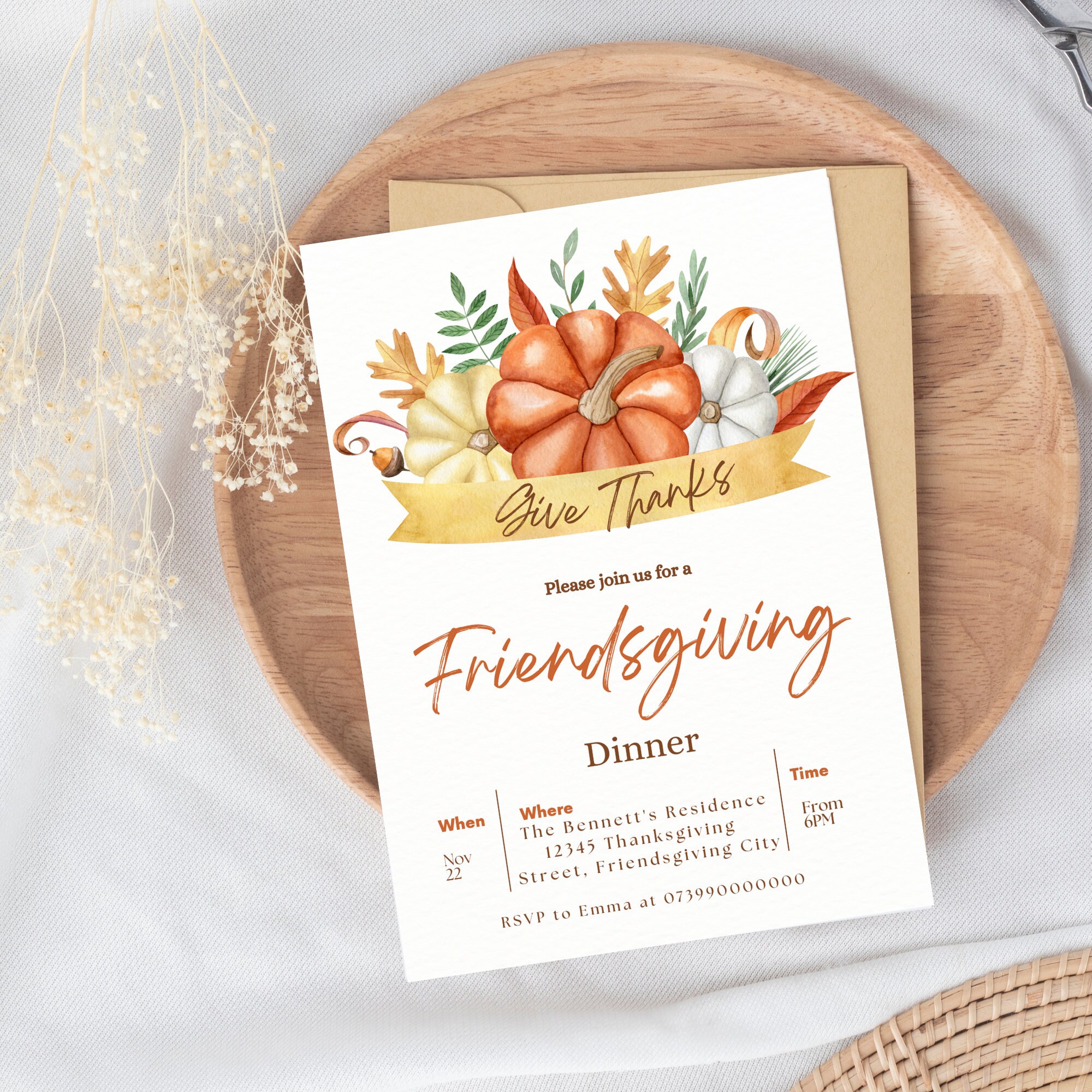 Editable Friendsgiving Invitation Thanksgiving Dinner - Etsy