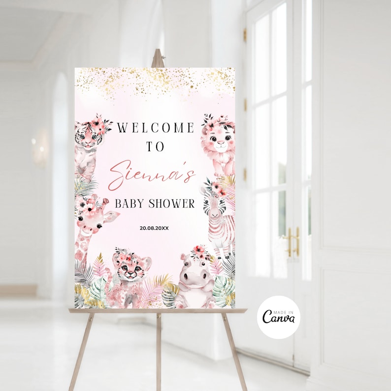Editable A Little Wild One Baby Shower Welcome Sign Safari - Etsy