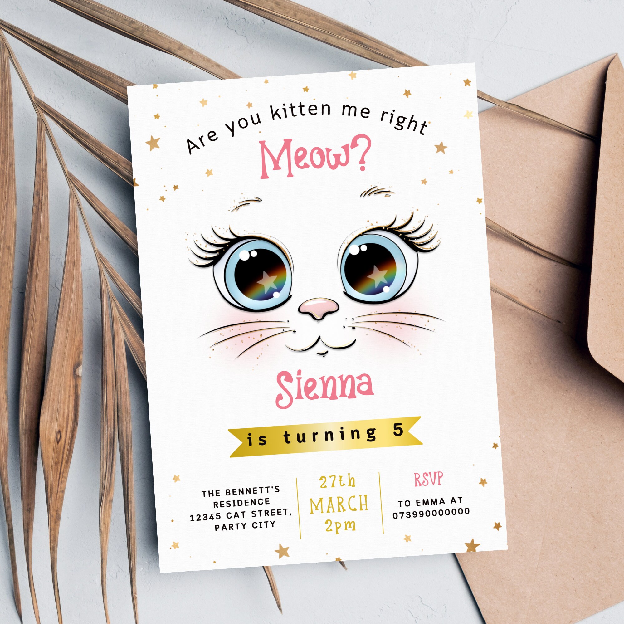 Editable Kitten Invitation Kitty Cat Birthday Party Invite - Etsy