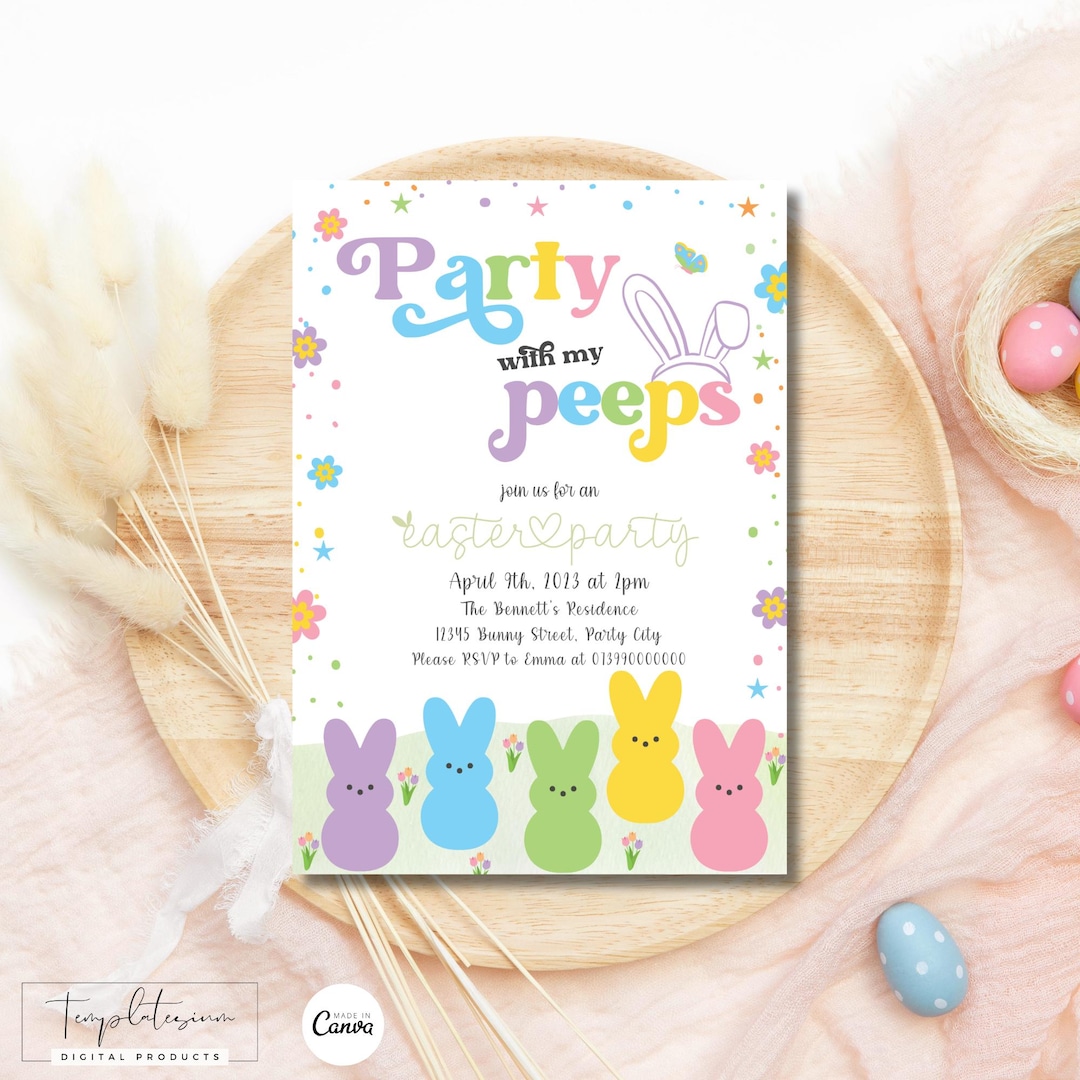 Peeps Easter Invite Editable Easter Personalize Kids Easter Party Peeps ...