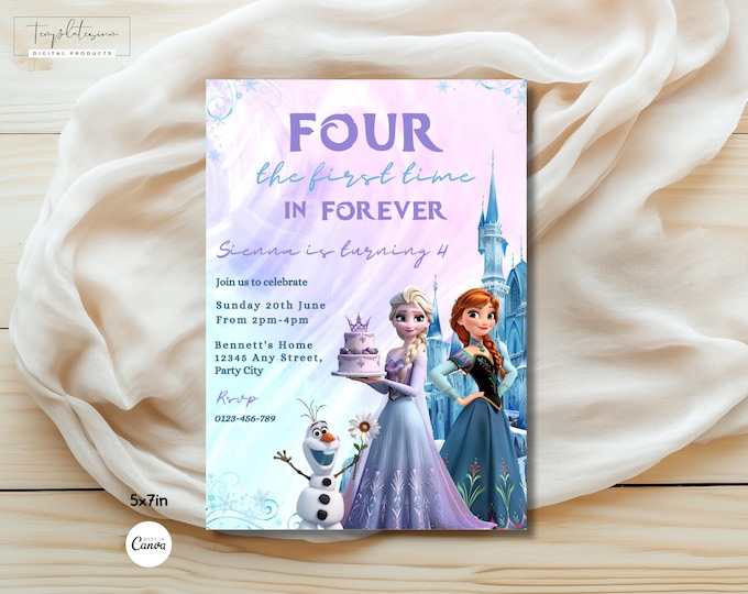 Frozen Birthday Party Invitation, Elsa Birthday Party, Fourth Birthday ...