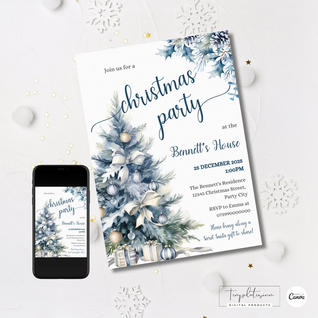 Editable Christmas Party Invitation, Christmas Party Invite, Christmas ...
