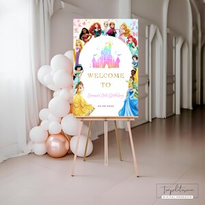 Editable Princess Welcome Sign, Royal Princess Birthday Decor, Girl ...