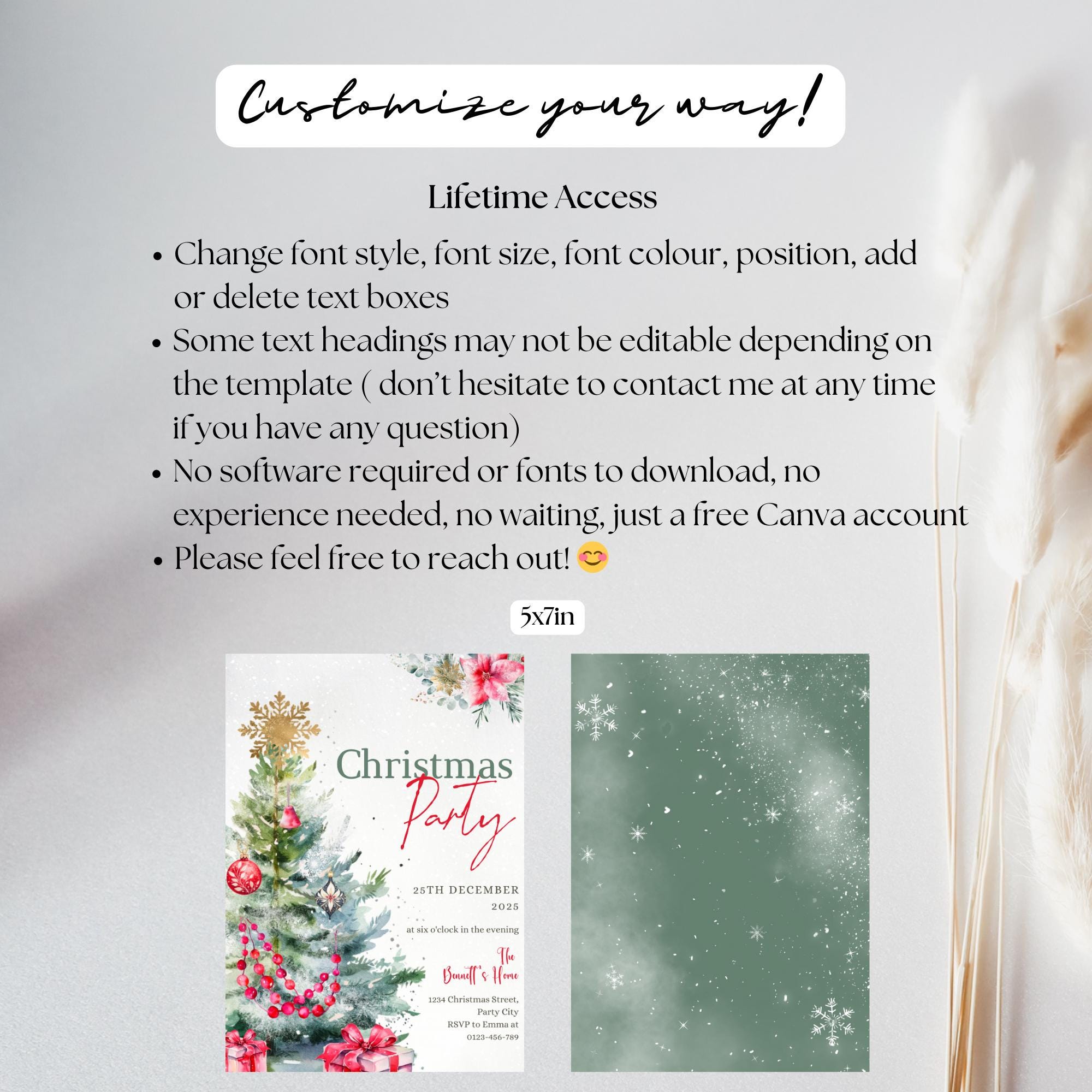 Editable Christmas Party Invitation, Christmas Dinner Party, Office ...