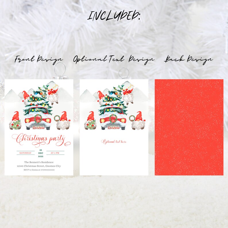 Editable Christmas Party Invitation, Christmas Gnomes Template ...