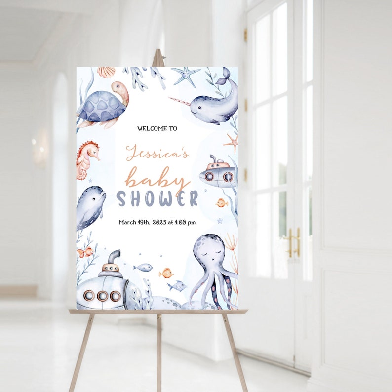 Editable Ocean & Sea Welcome Sign Template Ocean Baby Shower - Etsy UK