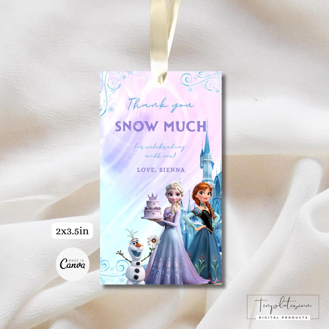 Editable Tag Template, Frozen Birthday Gift Tag, Instant Download ...