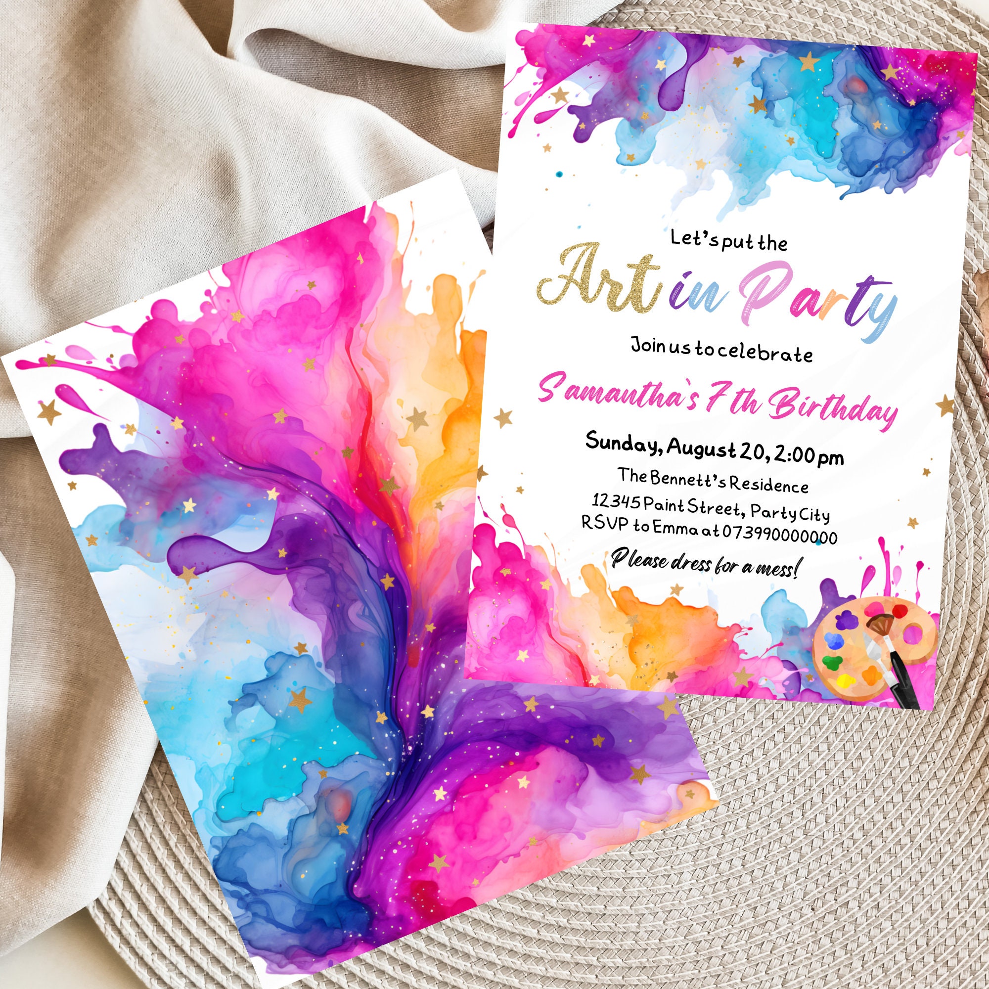 Editable ART PARTY INVITATION Colorful Art and Craft Party - Etsy
