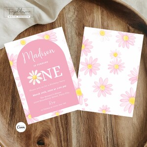Editable Daisy First Birthday Party Invitation Daisy 1st Birthday ...