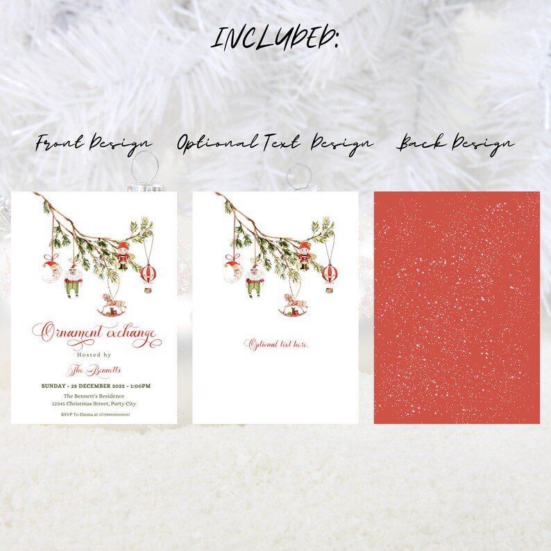 Editable Ornament Exchange Invitation Ornament Christmas - Etsy
