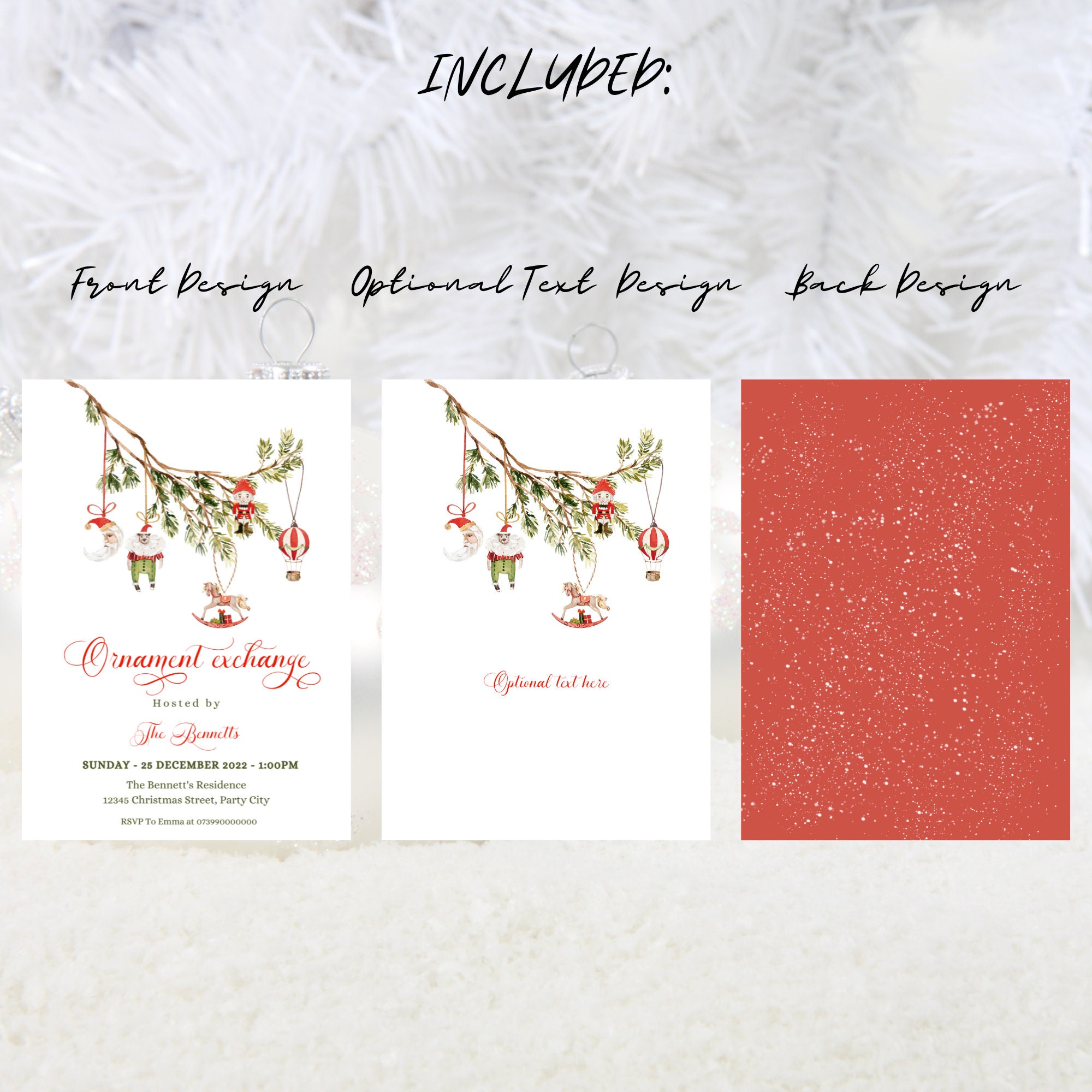 Editable Ornament Exchange Invitation Ornament Christmas - Etsy