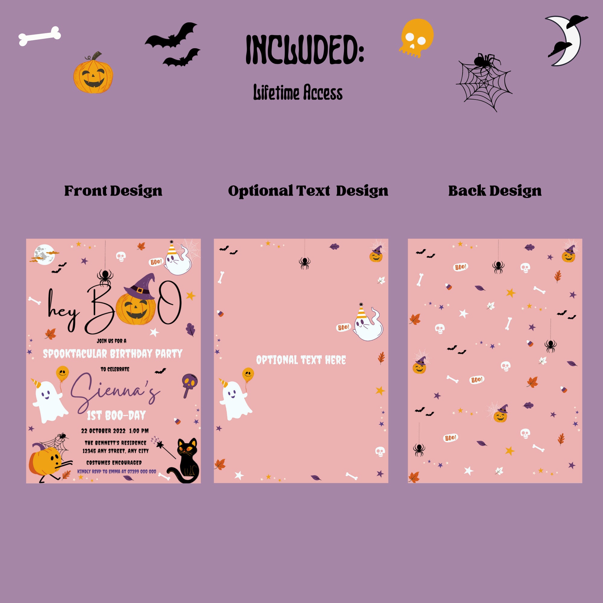 Editable Halloween Pink Ghost Birthday Invitation Hey Boo - Etsy