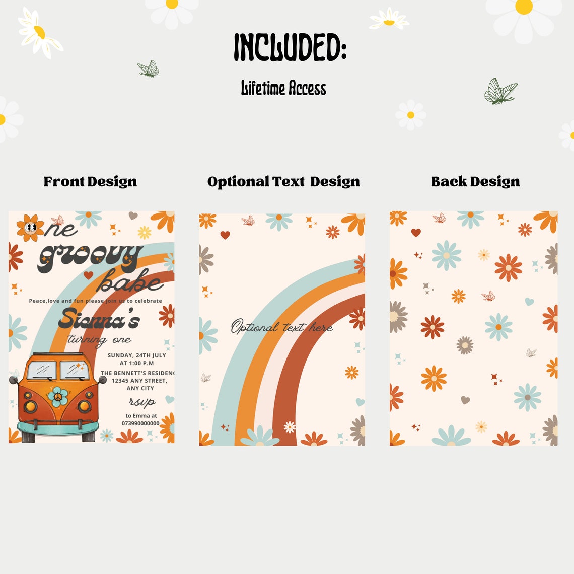 Editable One Groovy Babe 1st Birthday Party Invitation Girl - Etsy