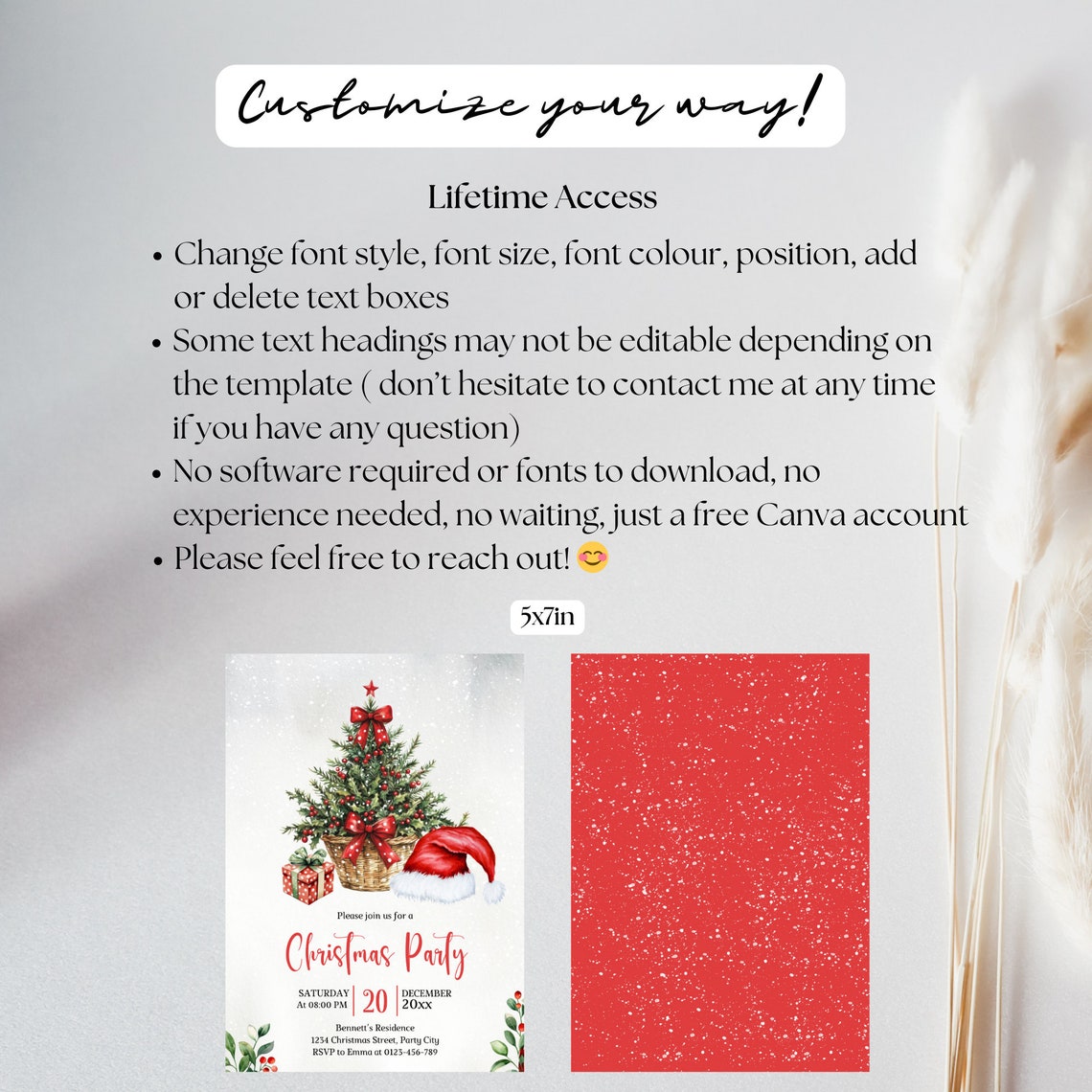 Editable Christmas Party Invitation, Christmas Dinner Party, Office ...