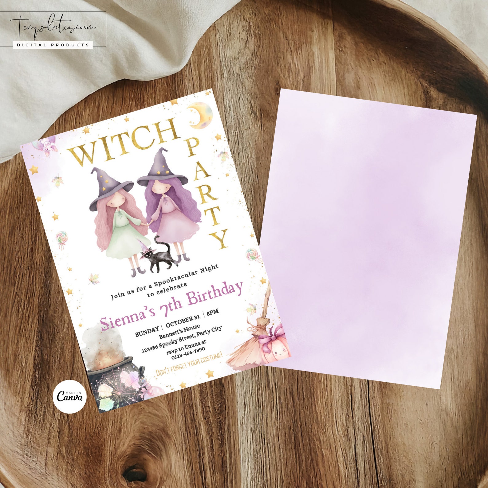 Halloween Witch Birthday Invitation, Kids Halloween, Printable ...