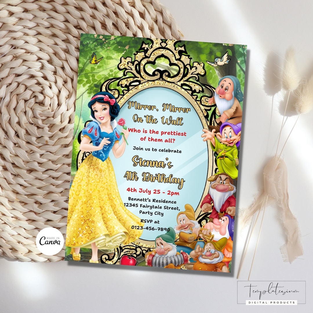 Snow White Invitation Editable Girl Birthday Invitation Princess ...