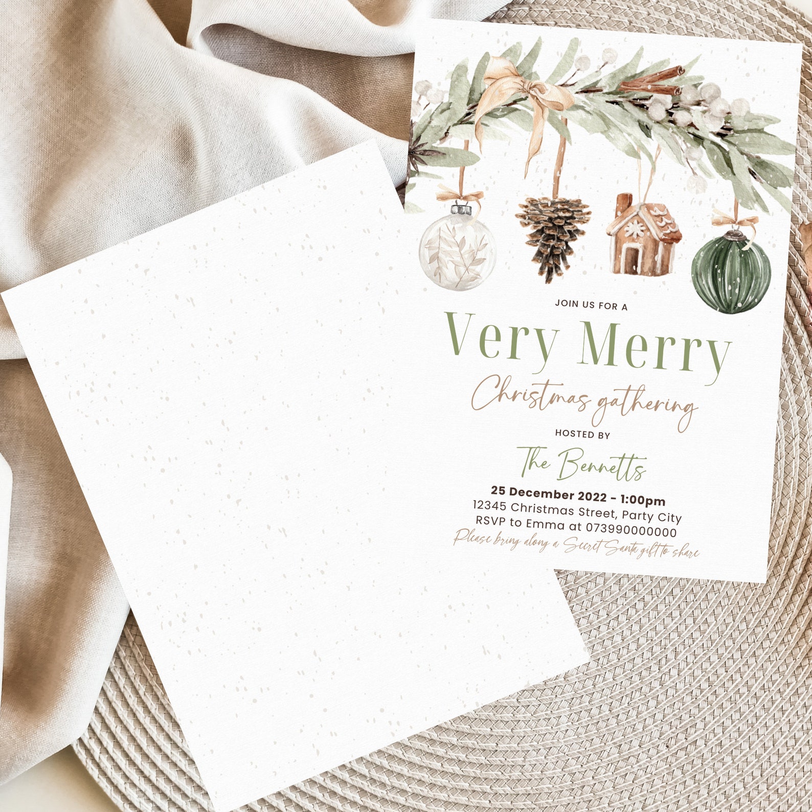 Editable Christmas Party Invitation Boho Christmas Invite - Etsy