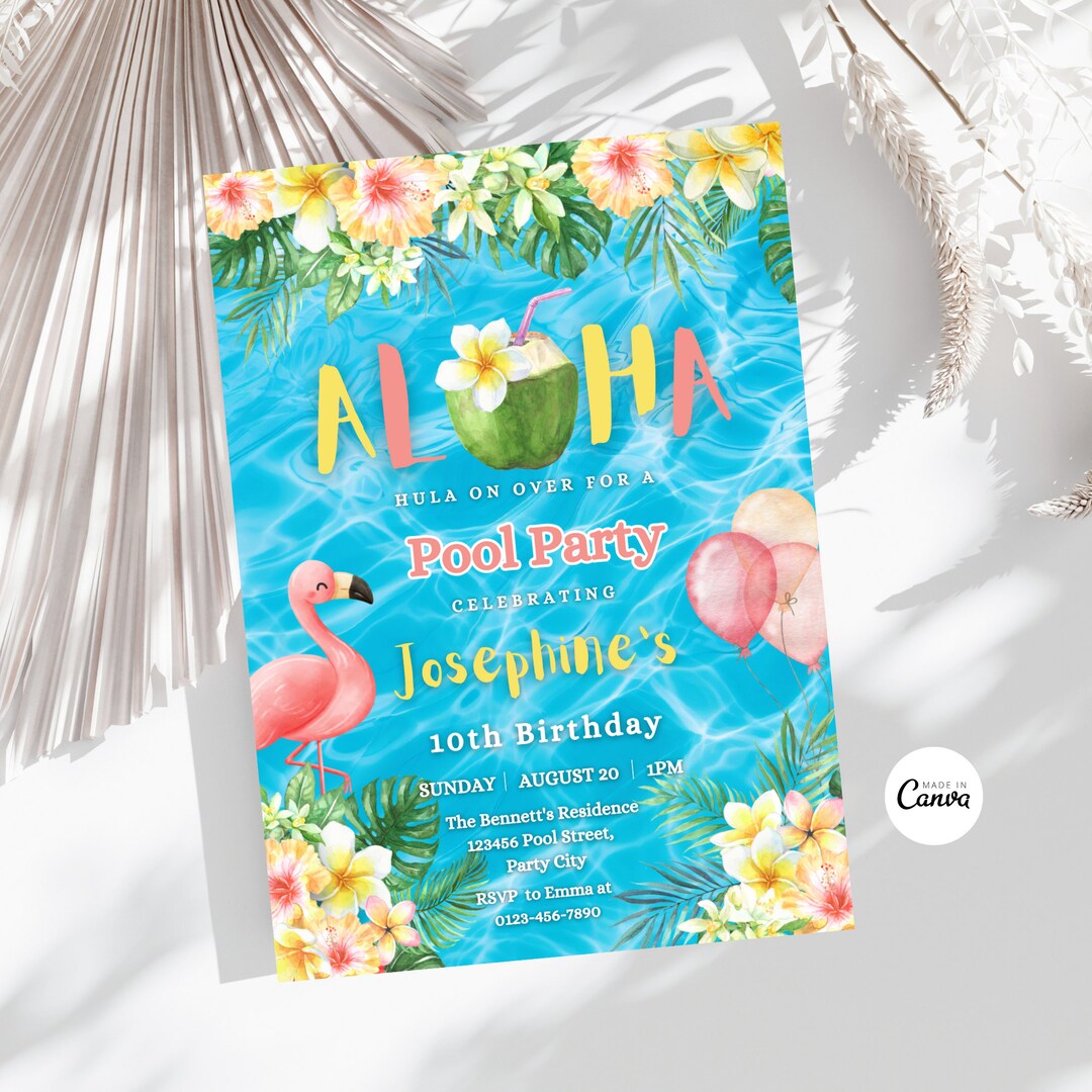 Editable Aloha Birthday Invitation Pineapple Birthday Party Hawaiian ...