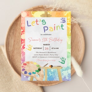 Editable ART PARTY INVITATION, Colorful Art and Craft Party Invitation ...