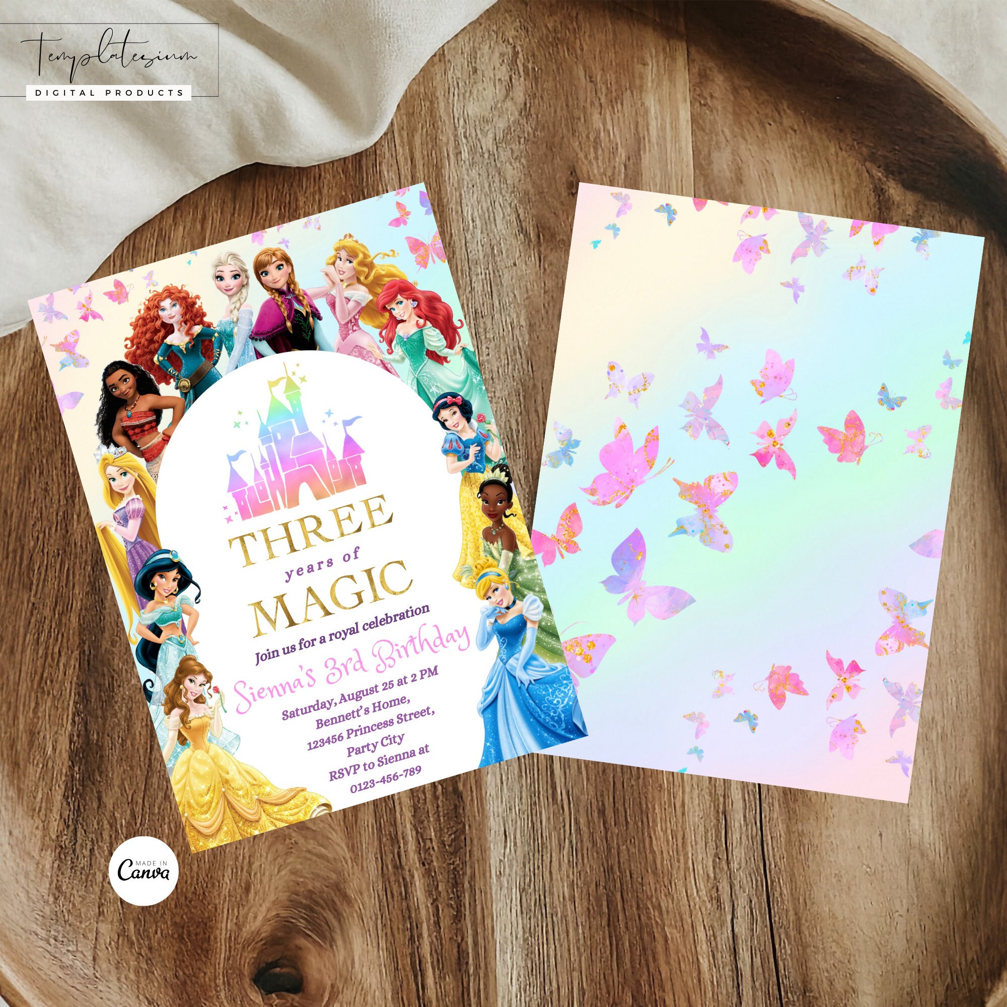 Editable Princess Invitation, Royal Princess 3rd Birthday Invite, Girl ...