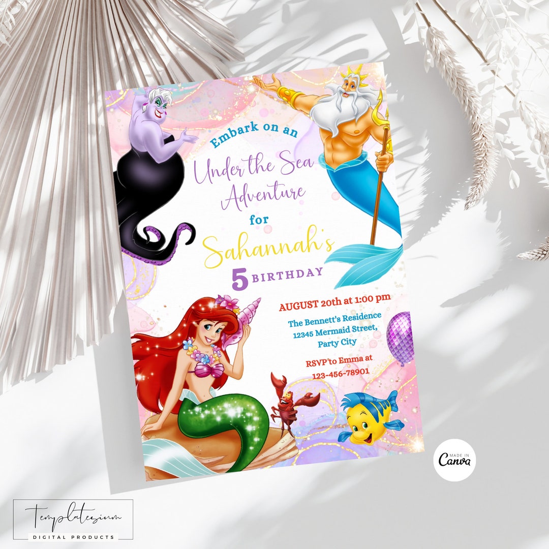 Editable Little Mermaid Invitation Little Mermaid Birthday Invite ...