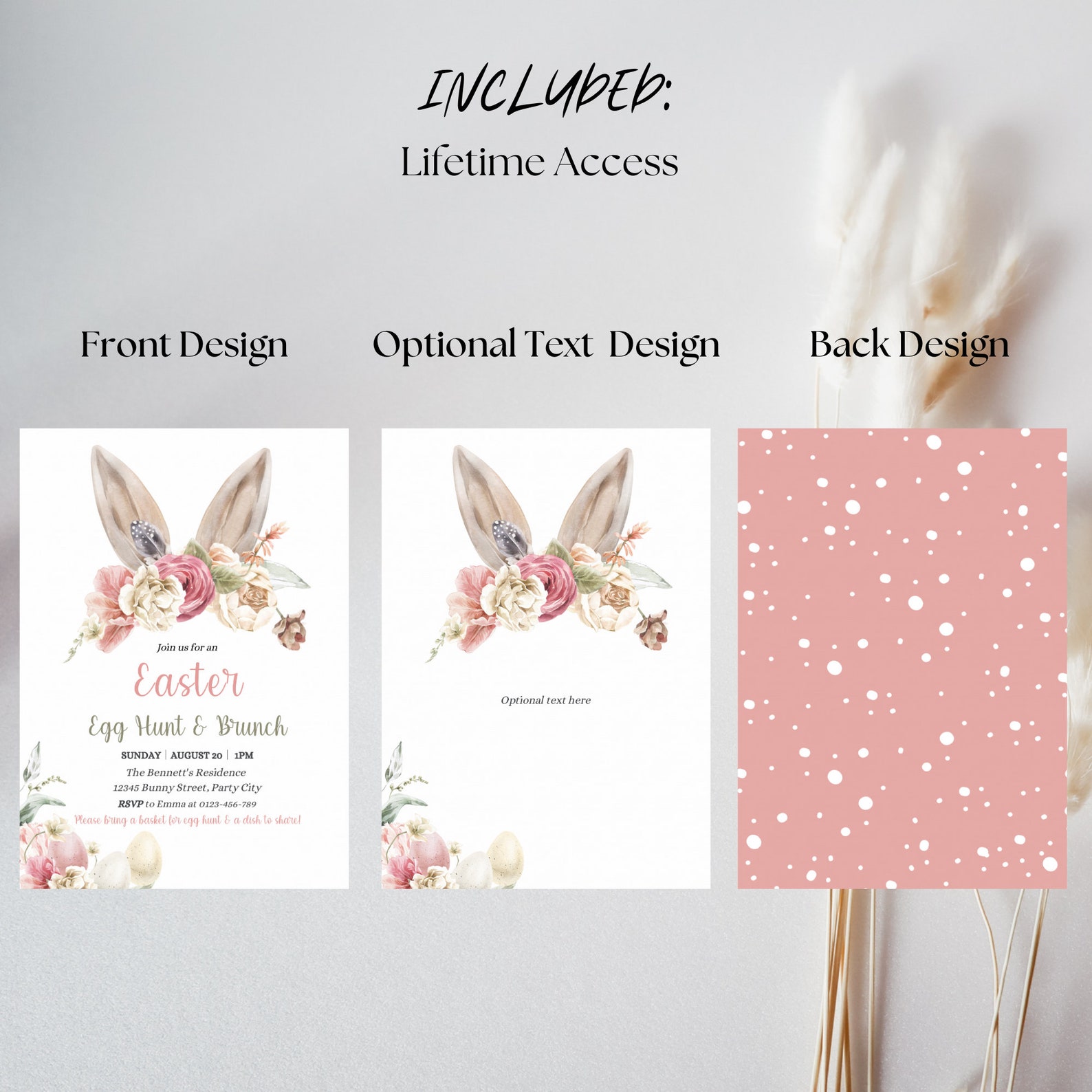 Editable Easter Egg Hunt Invitation, Easter Brunch Invite, Bunny Easter ...