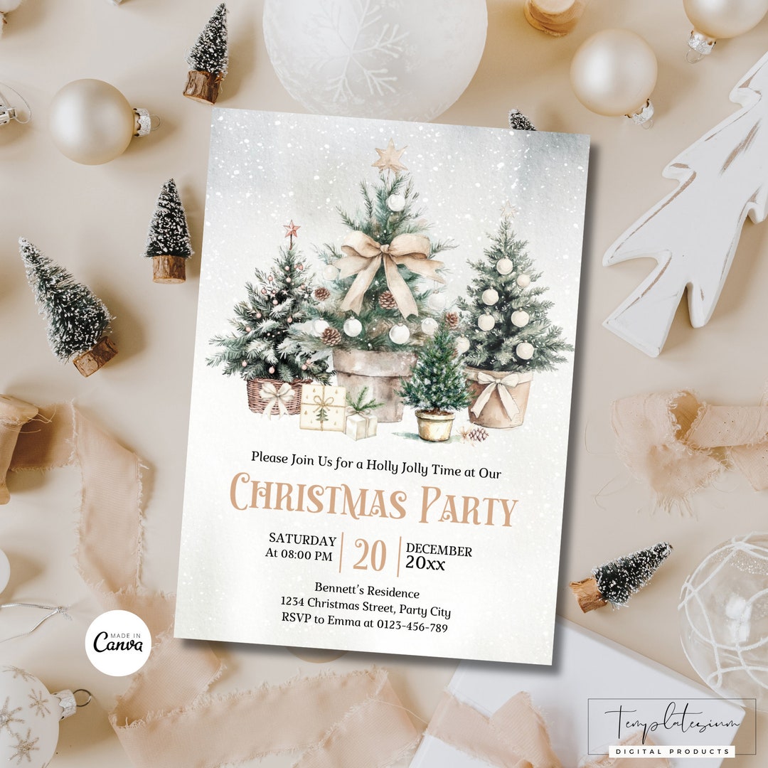 Editable Christmas Party Invitation, Christmas Dinner Party, Office ...
