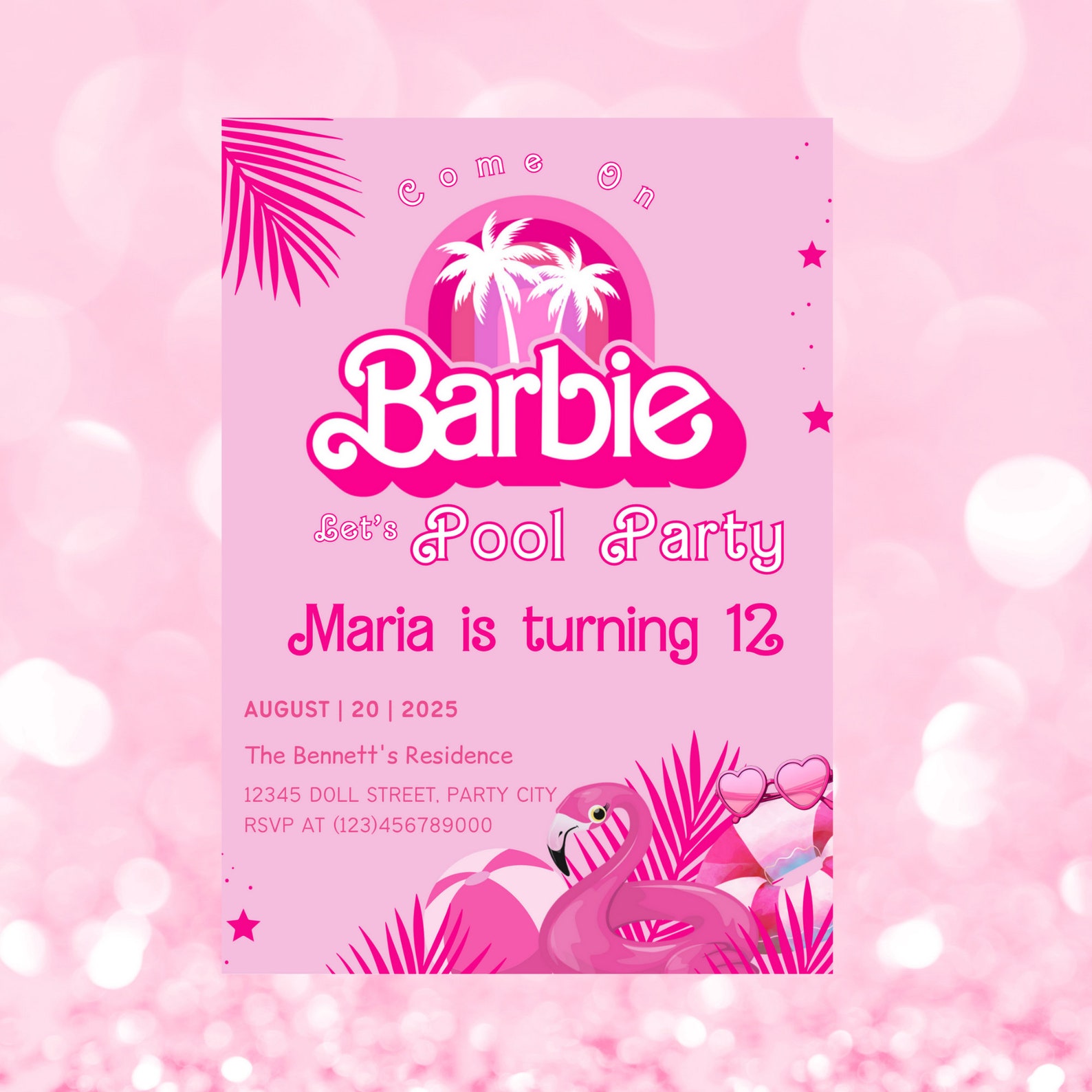 Editable Barbie Birthday Pool Party Invitation Barbie Theme - Etsy UK