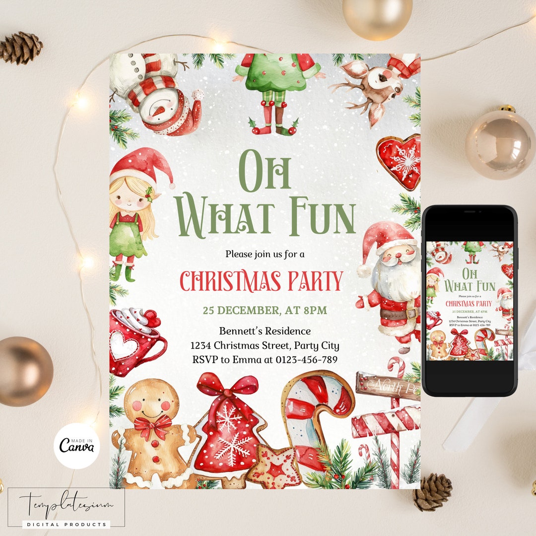 Editable Christmas Party Invitation, Kids Party Christmas, Christmas ...