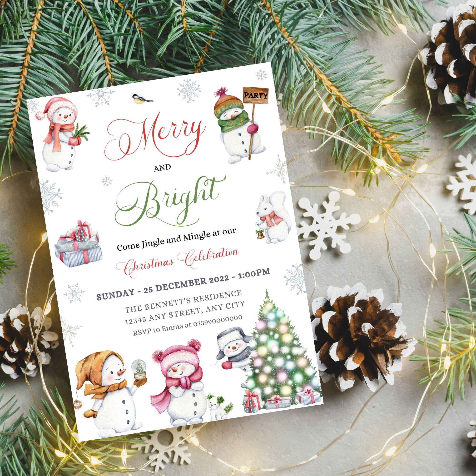 Editable Christmas Party Invitation Christmas Cute Kids - Etsy