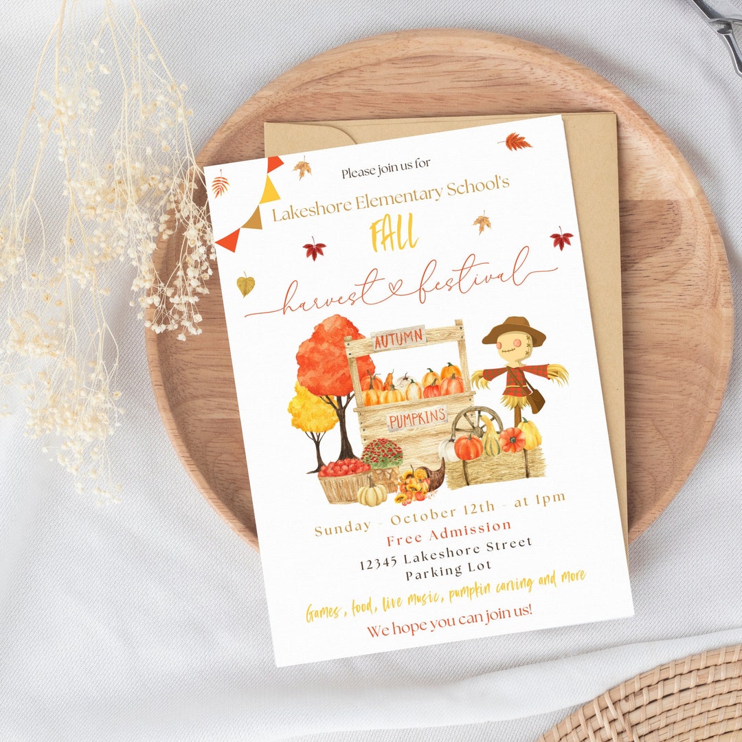 Editable Fall Festival Invitation, Fall Harvest Invite, Community Fall ...