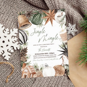 Editable Christmas Party Invitation, Boho Christmas Invite, Christmas ...