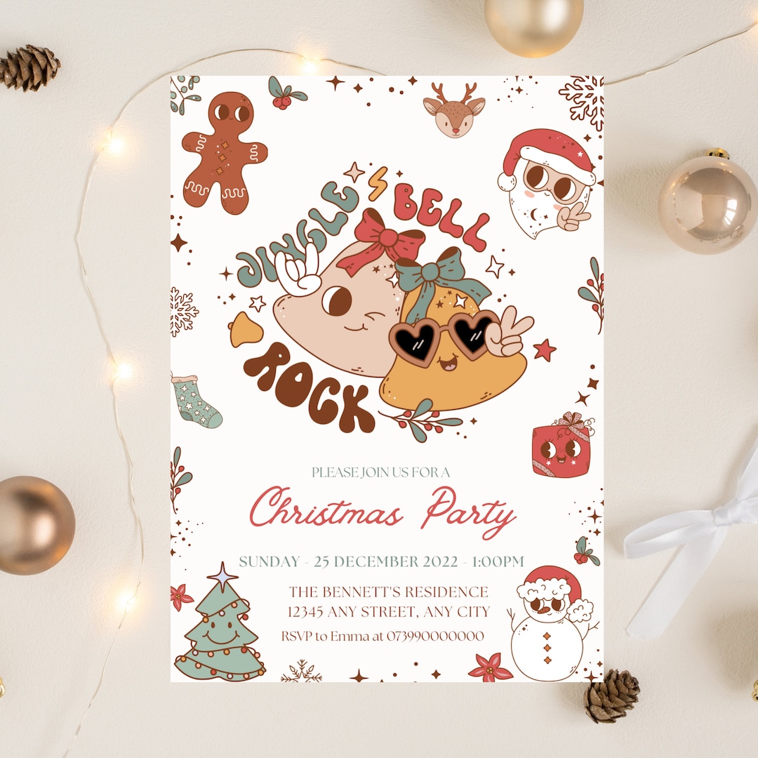 Editable Jingle Bell Rock Christmas Party Invitation Jingle and Mingle ...