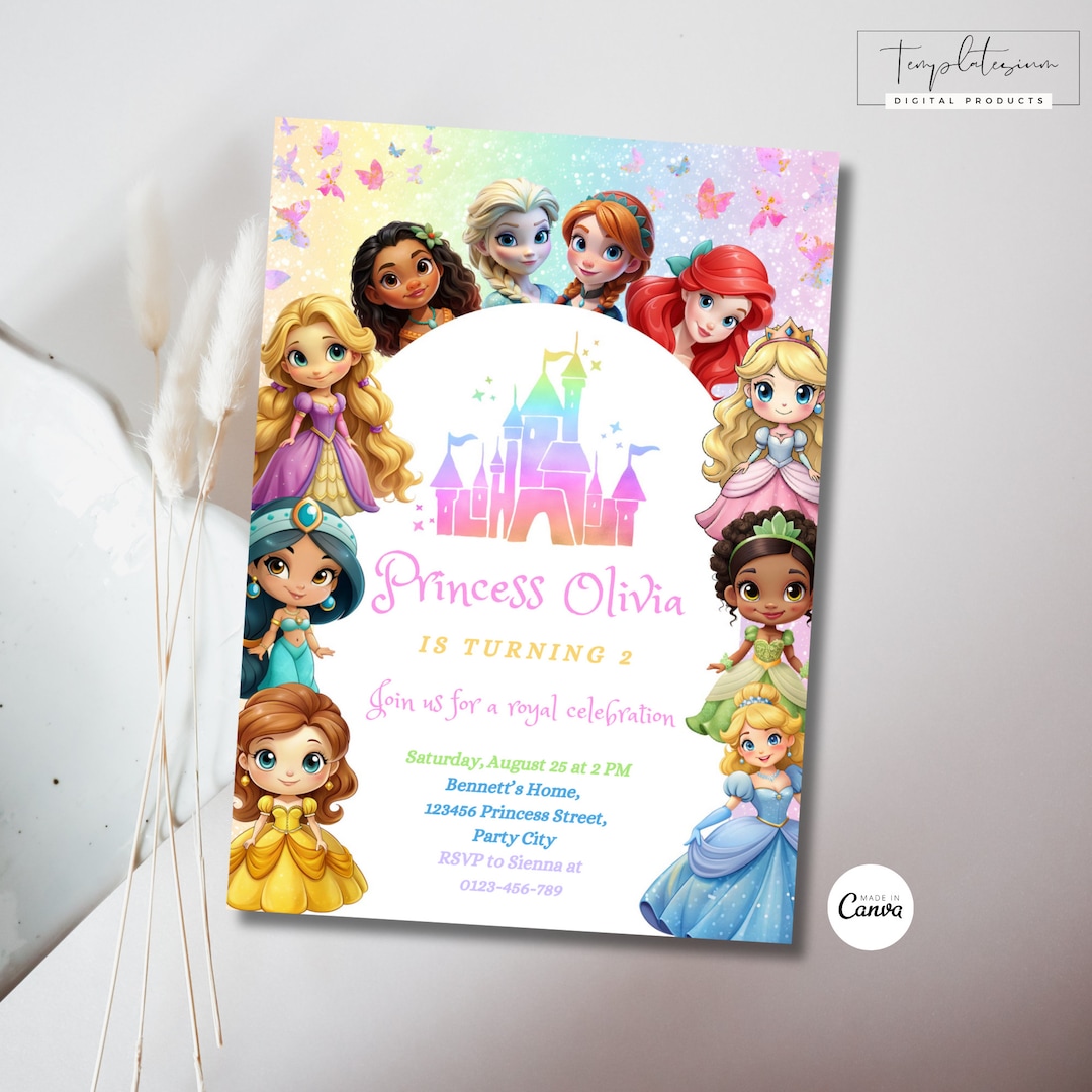 Editable Princess Invitation, Royal Princess Birthday Invite, Girl ...