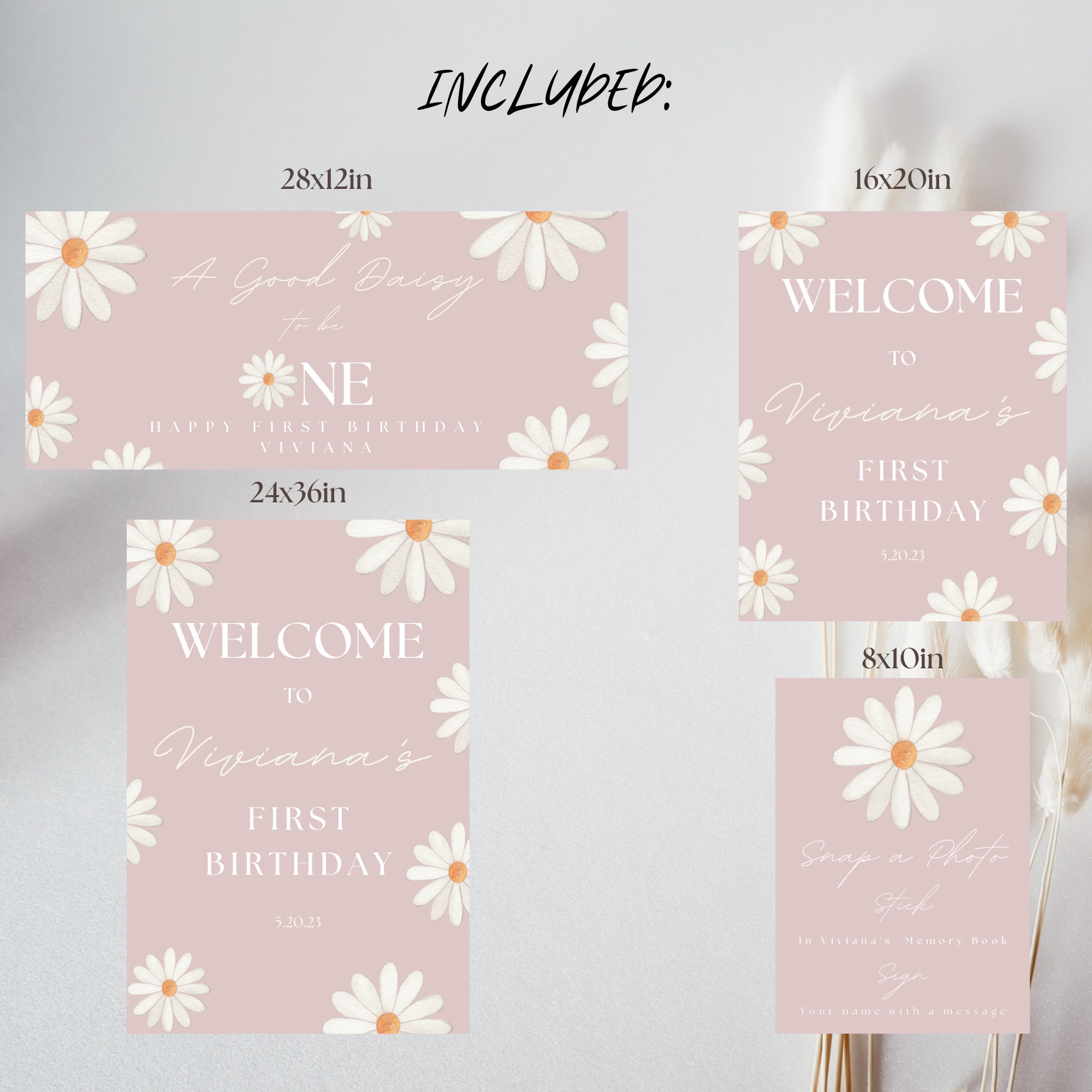 Editable Retro Daisy First Birthday Party Welcome Sign Daisy - Etsy UK