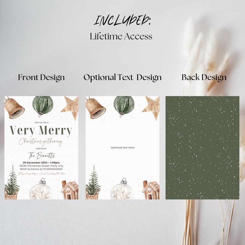 Editable Christmas Party Invitation Boho Christmas Invite - Etsy
