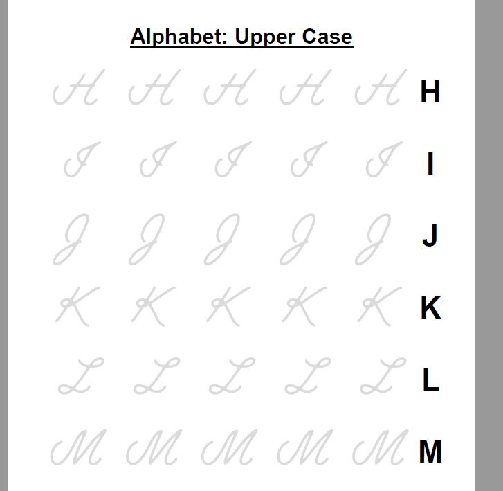 Traceable Cursive Alphabet - Etsy