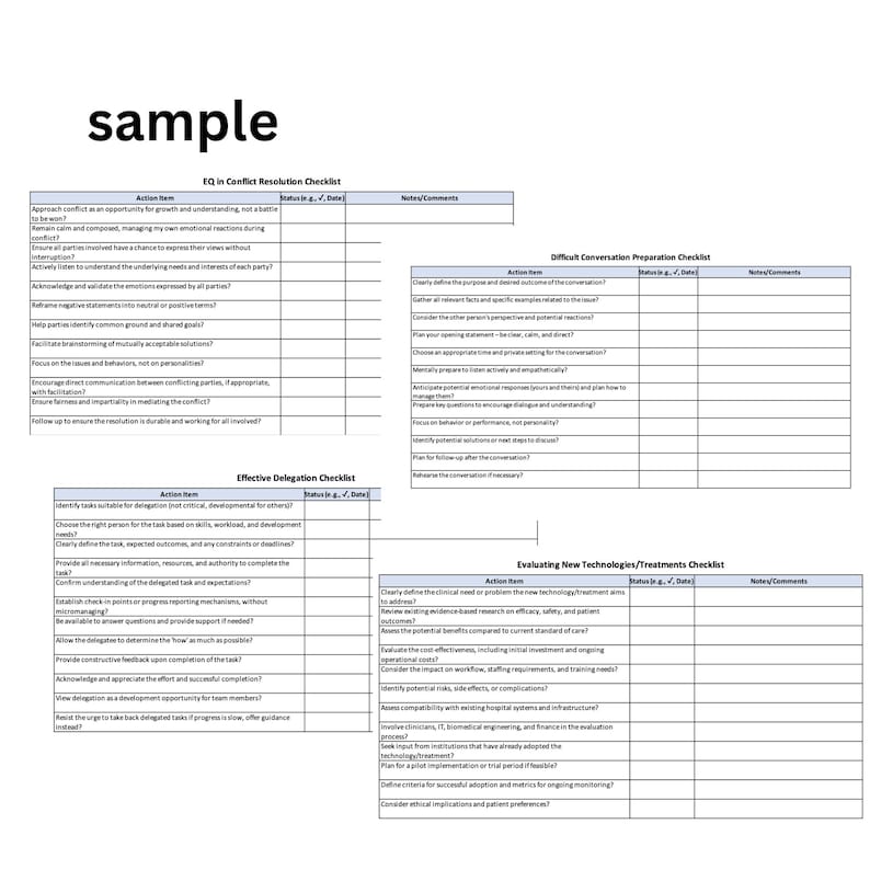 Healthcare Leadership Checklist Bundle: Communication, Time Management ...