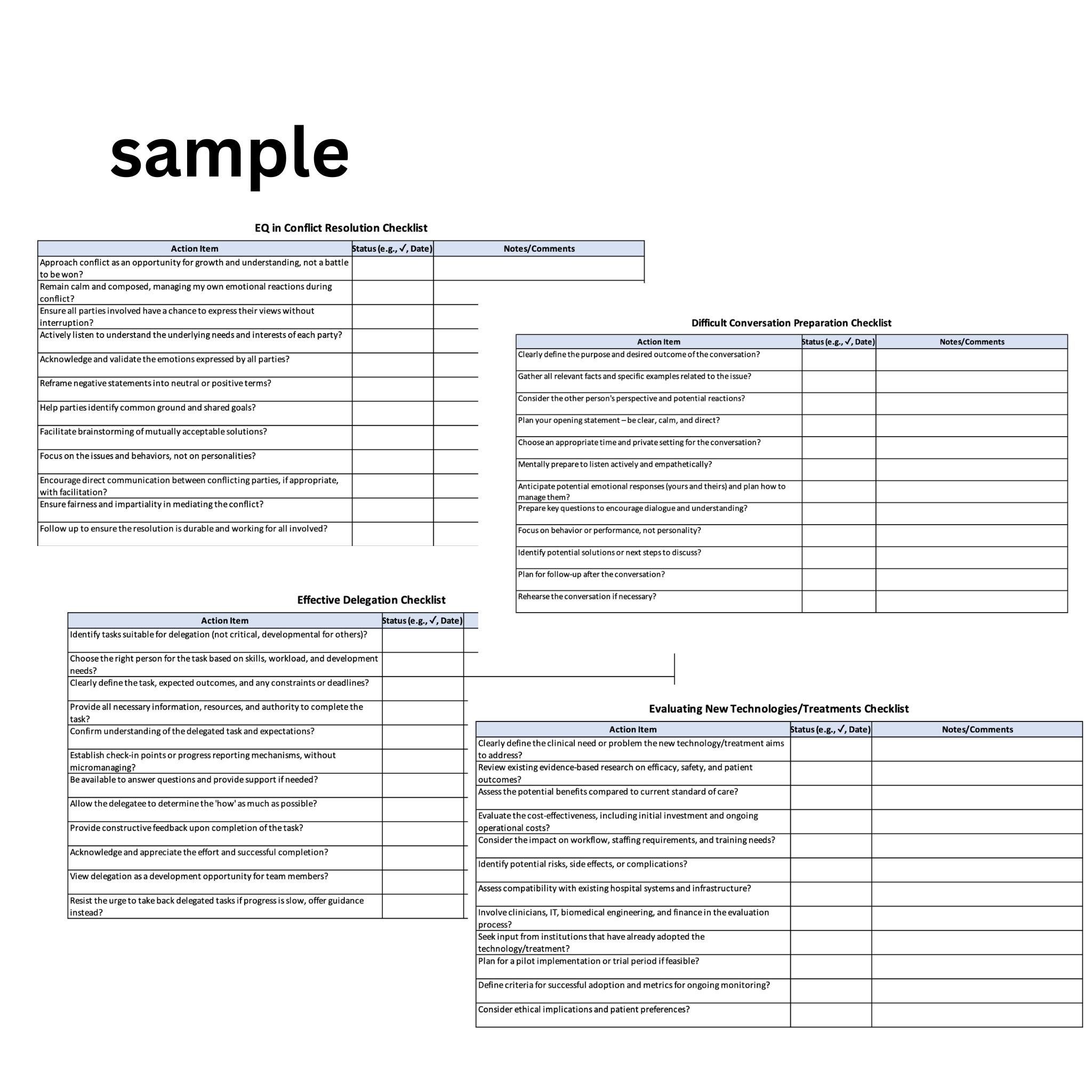 Healthcare Leadership Checklist Bundle: Communication, Time Management ...