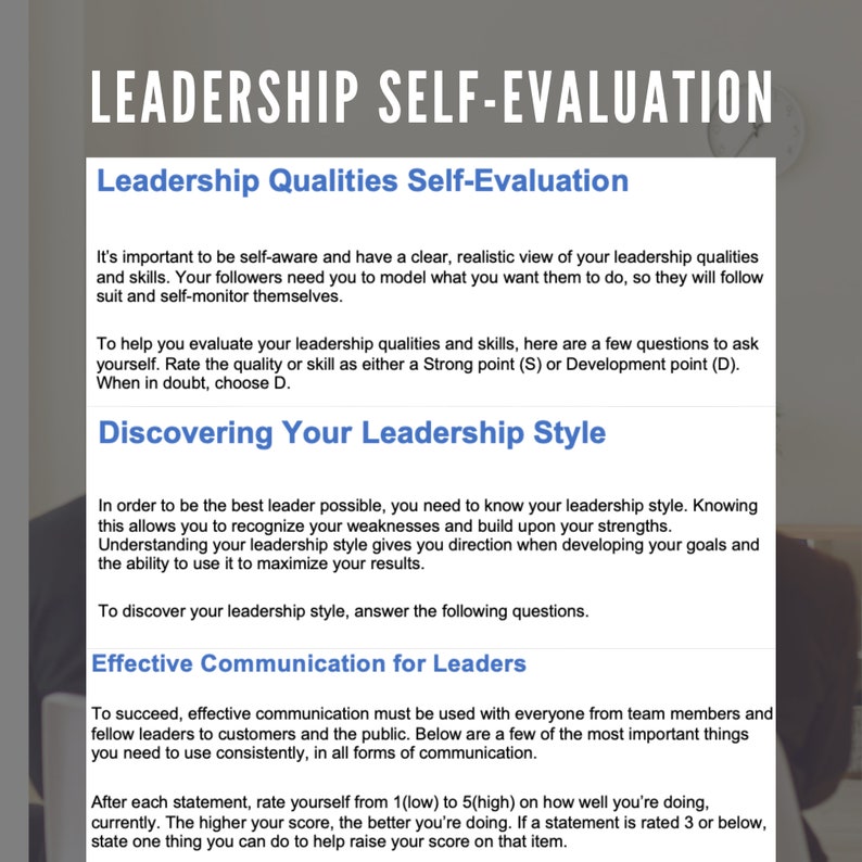 Leadership Self-evaluation Kit: New Leader Assessment + 3 Bonus Ebooks ...