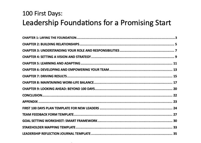 New Manager Leadership Workbook: First 100 Days Plan (digital Download ...